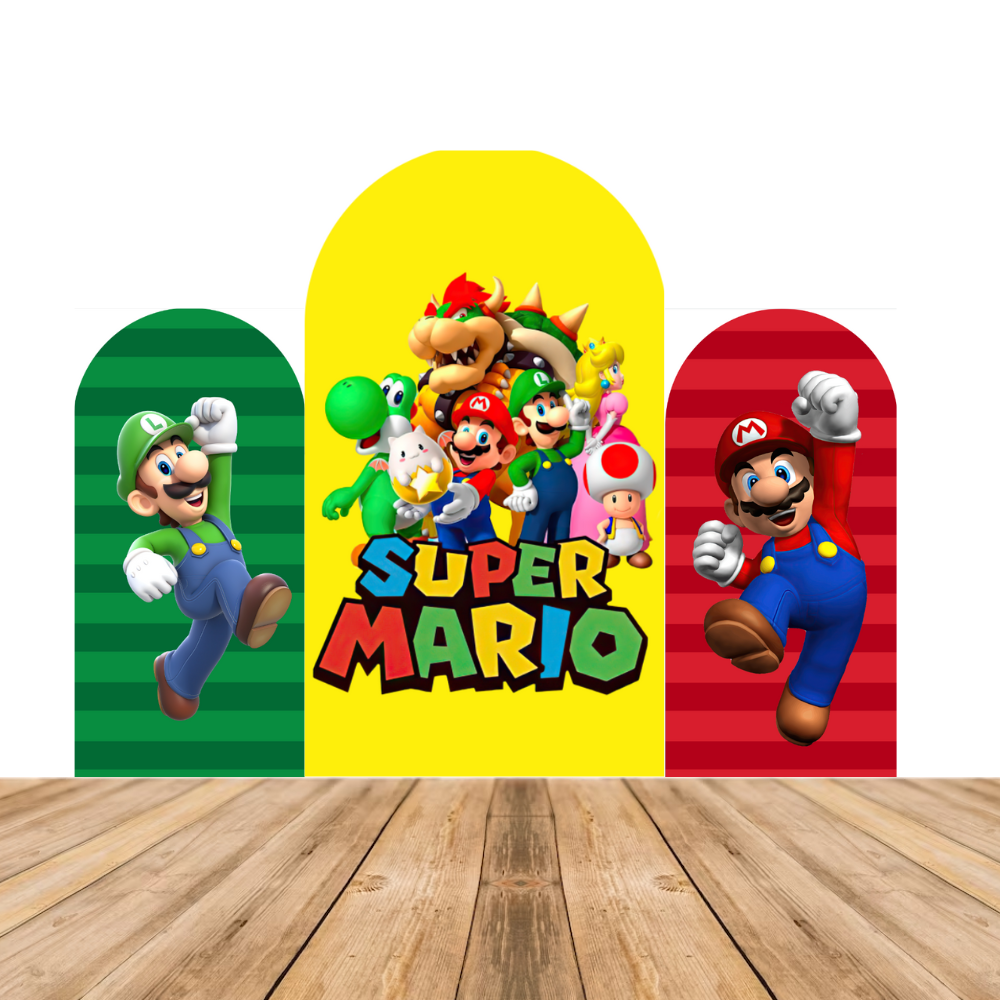 Mocsicka Super Mario Double-printed Arch Cover Backdrop for Birthday P ...