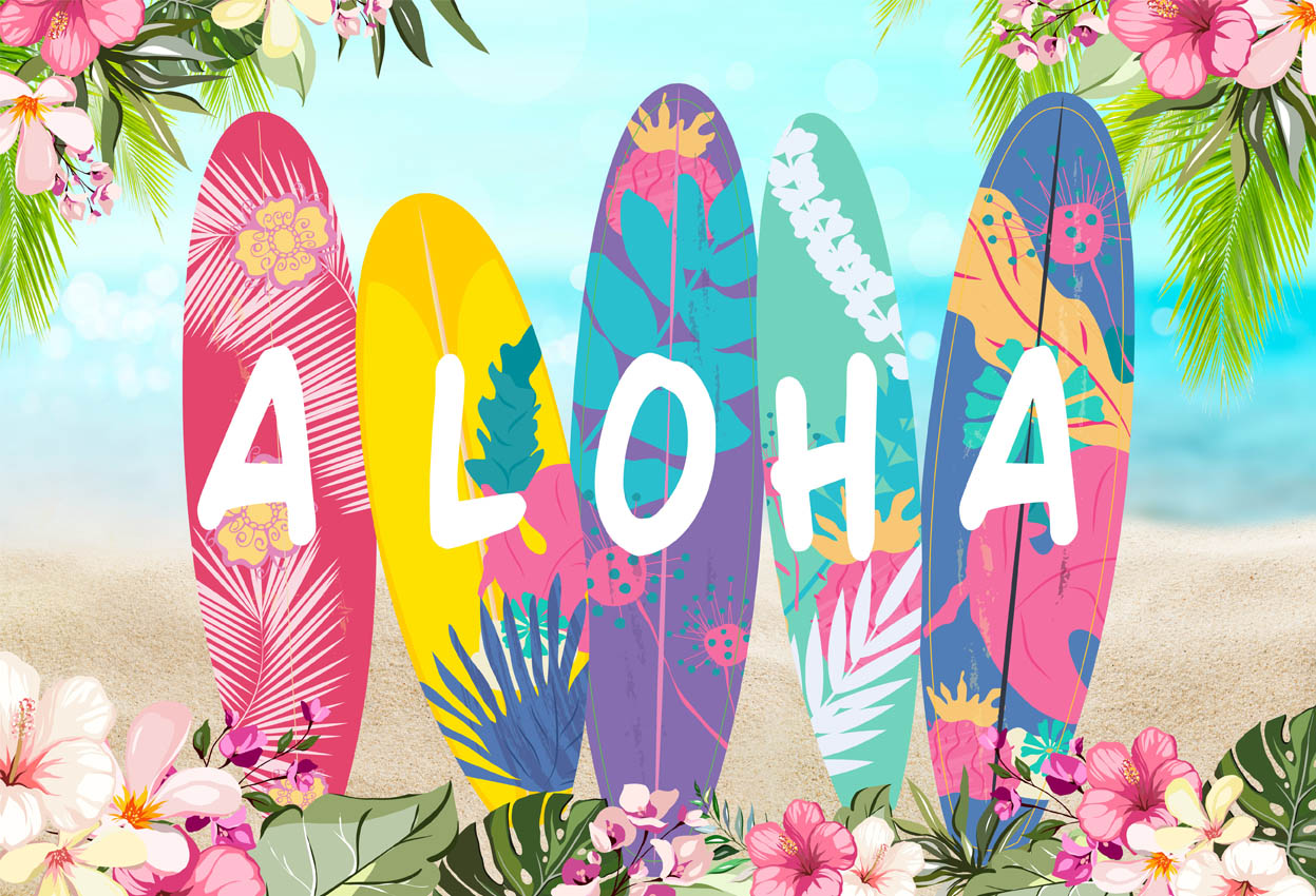 Mocsicka Aloha Theme Ployester Floor for Birthday Party Decoration ...