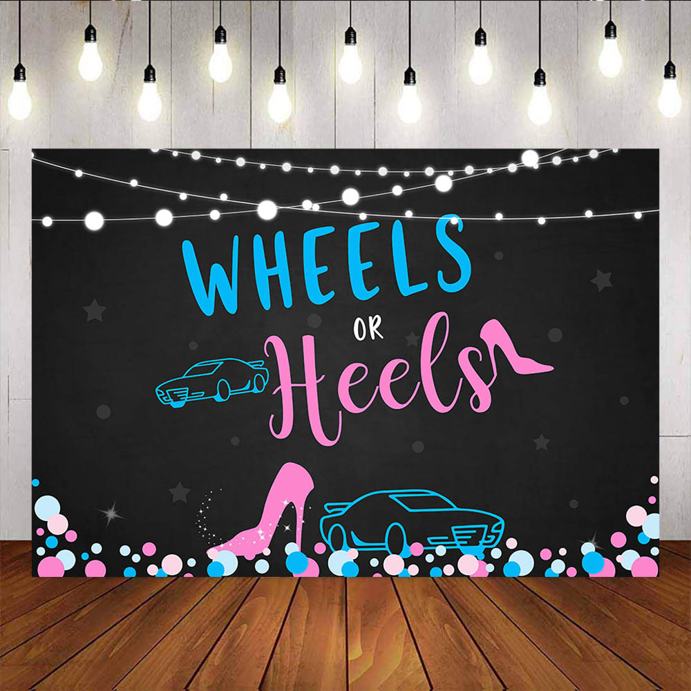 Custom Wheels or Heels Gender Reveal Backdrop Baby Shower Backdrops ...