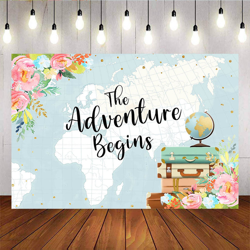 Custom Adventure Theme Baby Shower Backdrop Global Travel Backdrops ...