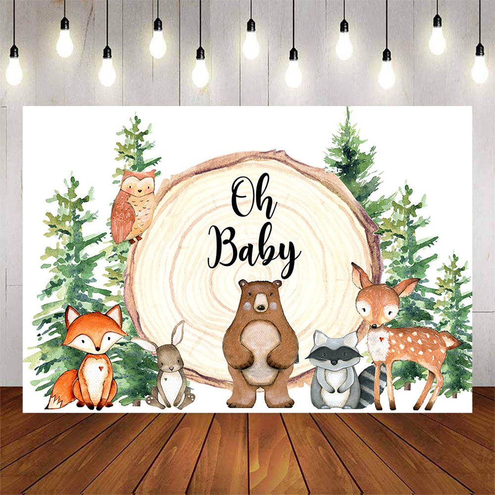 Mocsicka Forest Tree Stump Little Animals Baby Shower Party Decor ...