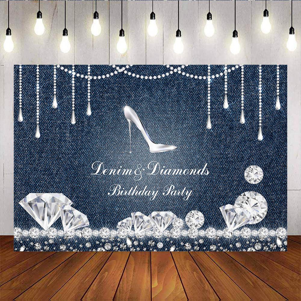 Custom Denim and Demonds Birthday Party Backdrop High Heels Deco ...