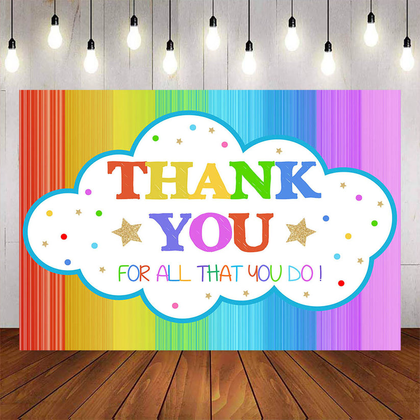 Mocsicka Rainbow Colors Thank You Theme Party Backdrop – Mocsicka Party