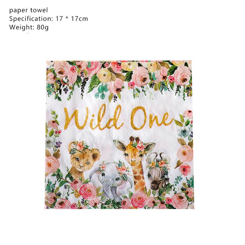 Mocsicka Wild One Plam Leaves Little Animals Tableware – Mocsicka Party